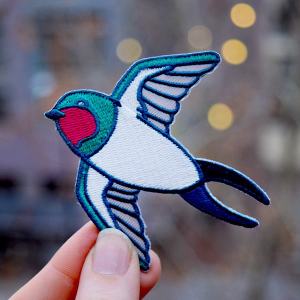Embroidered Patch Swallow - Etsy