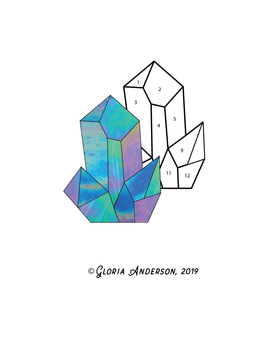 Crystal Cluster Hobby License Beginner Stained Glass Pattern - Digital ...