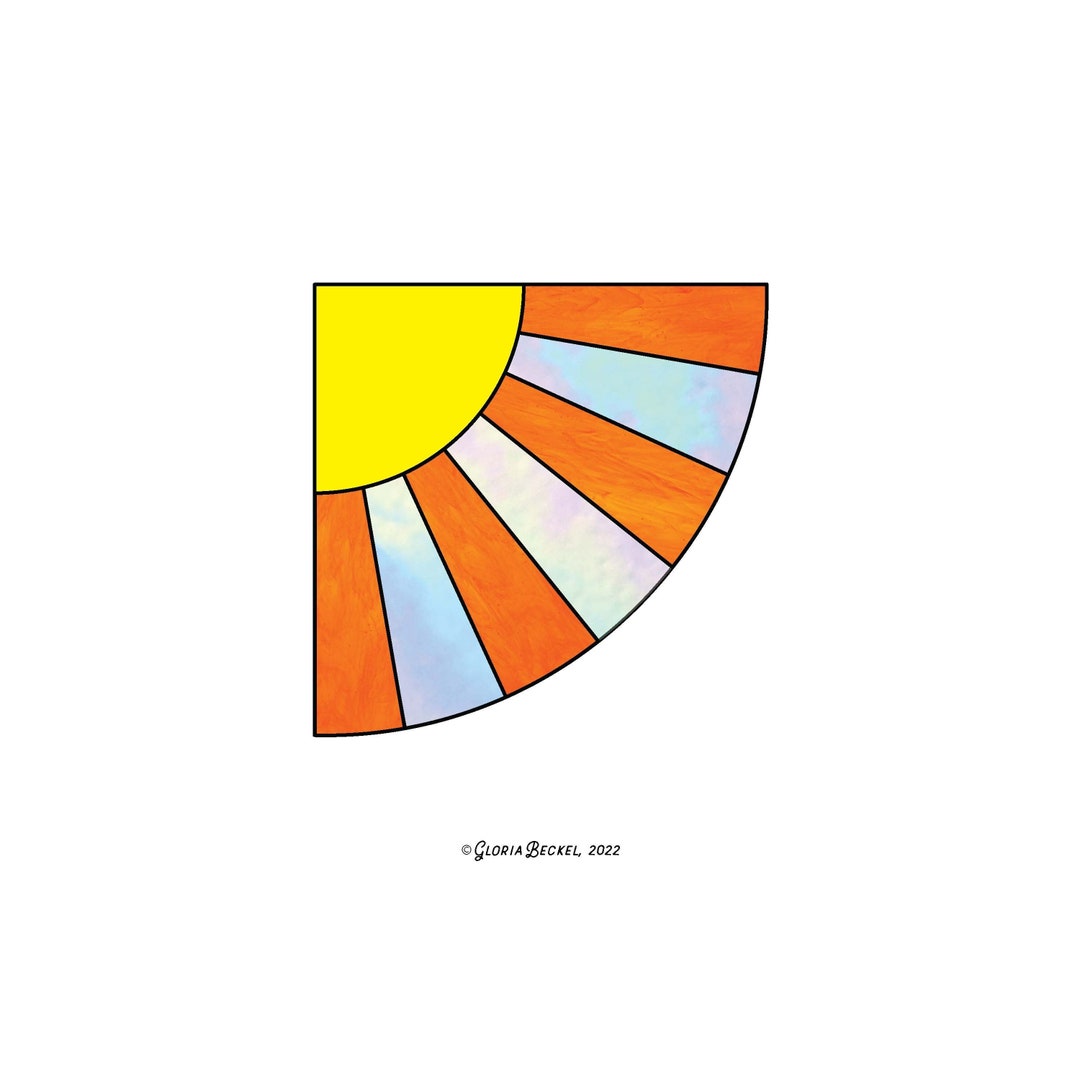 Sun Rays Corner Hobby License Beginner Stained Glass Pattern Tiffany ...
