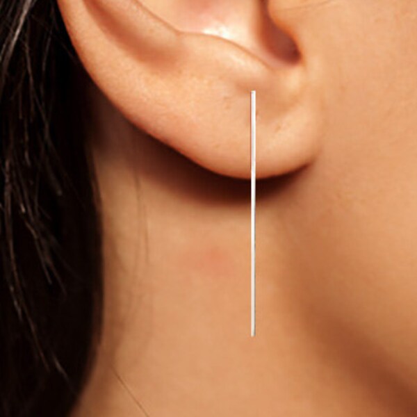 Silver Line Earrings - Etsy