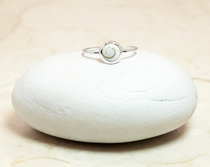 Sterling Silver Shell Stack Ring, Shell Ring, Stackable Ring, Stacking Ring, Silver Ring, Thin ...