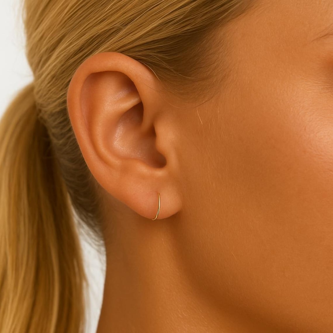 Gold Cartilage Hoop Earring, 14K Gold Filled Helix Hoop, Small Hoop ...