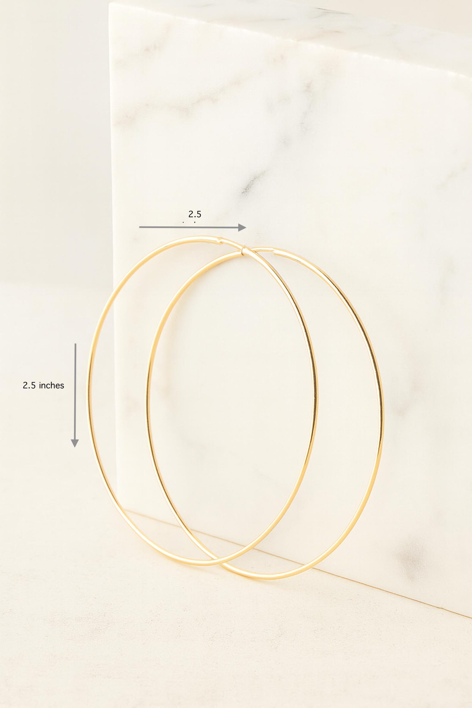 14K Gold Filled Extra Large Hoop Earrings, 2.5 Inch Hoops, Thin Dainty ...