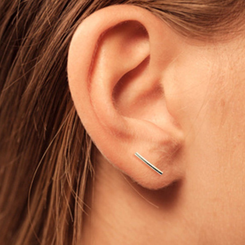 Silver Bar Earrings Silver Line Earrings Silver Staple - Etsy