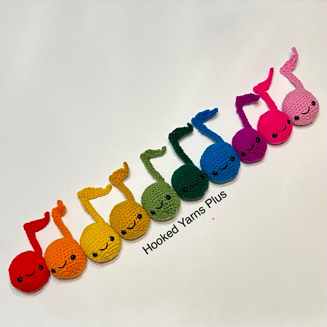 Music Note Plush, Music Note Crochet Stuffed Toy, Crochet Textured ...