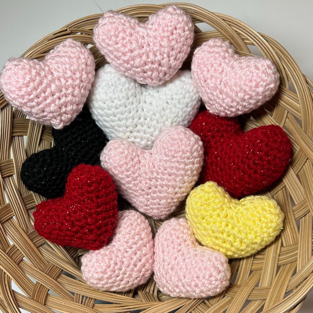 Handmade Crochet Heart Plushie: Tiny Pocket Hug, Photo Prop - Etsy