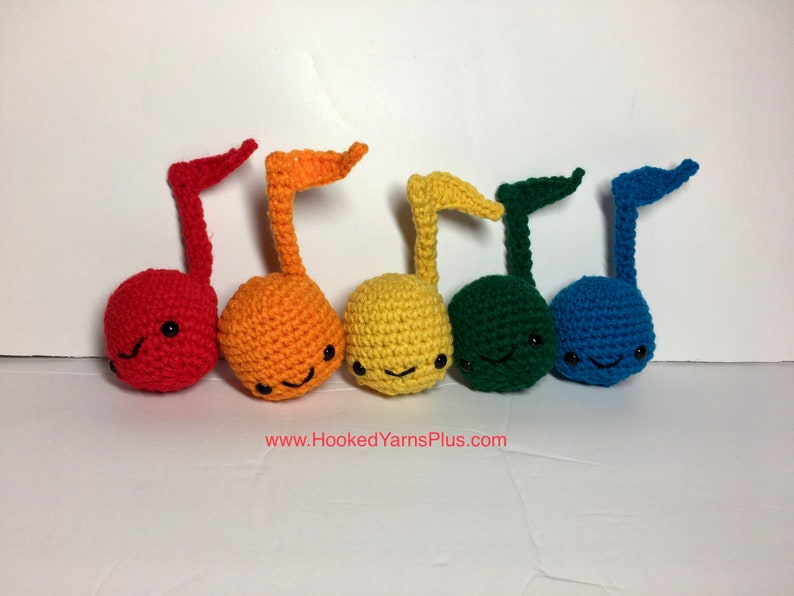 Music Note Plush, Music Note Crochet Stuffed Toy, Crochet Textured ...