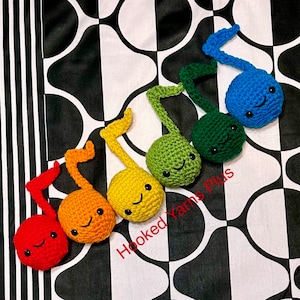 Music Note Plush, Music Note Crochet Stuffed Toy, Crochet Textured ...