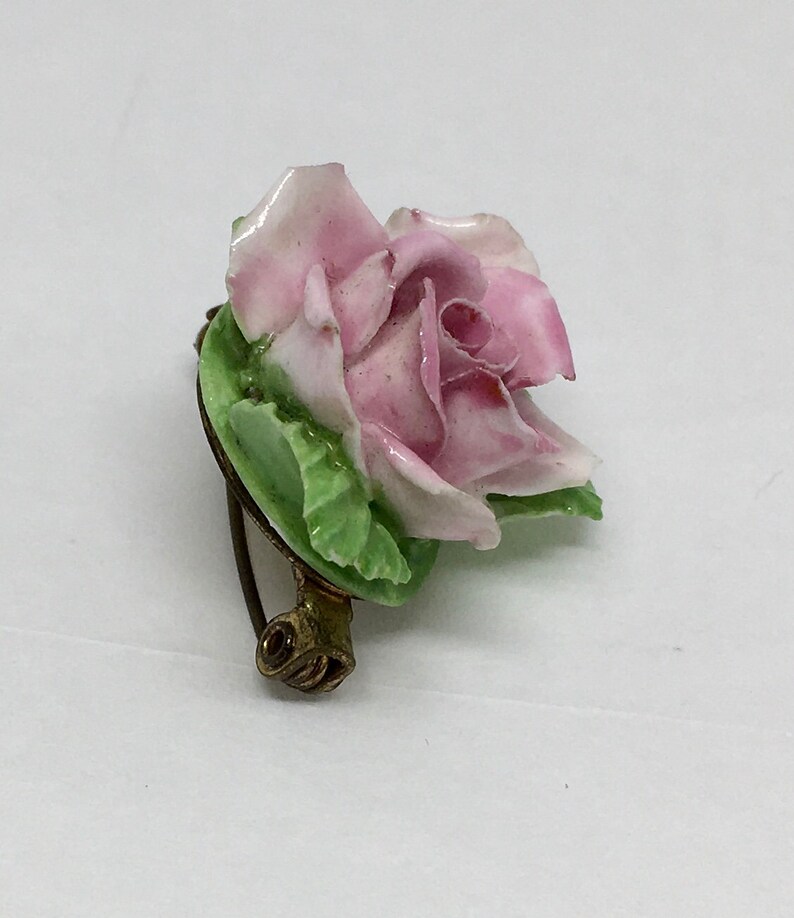 Vintage Fine Bone English China by Denton Rose Brooch - Etsy