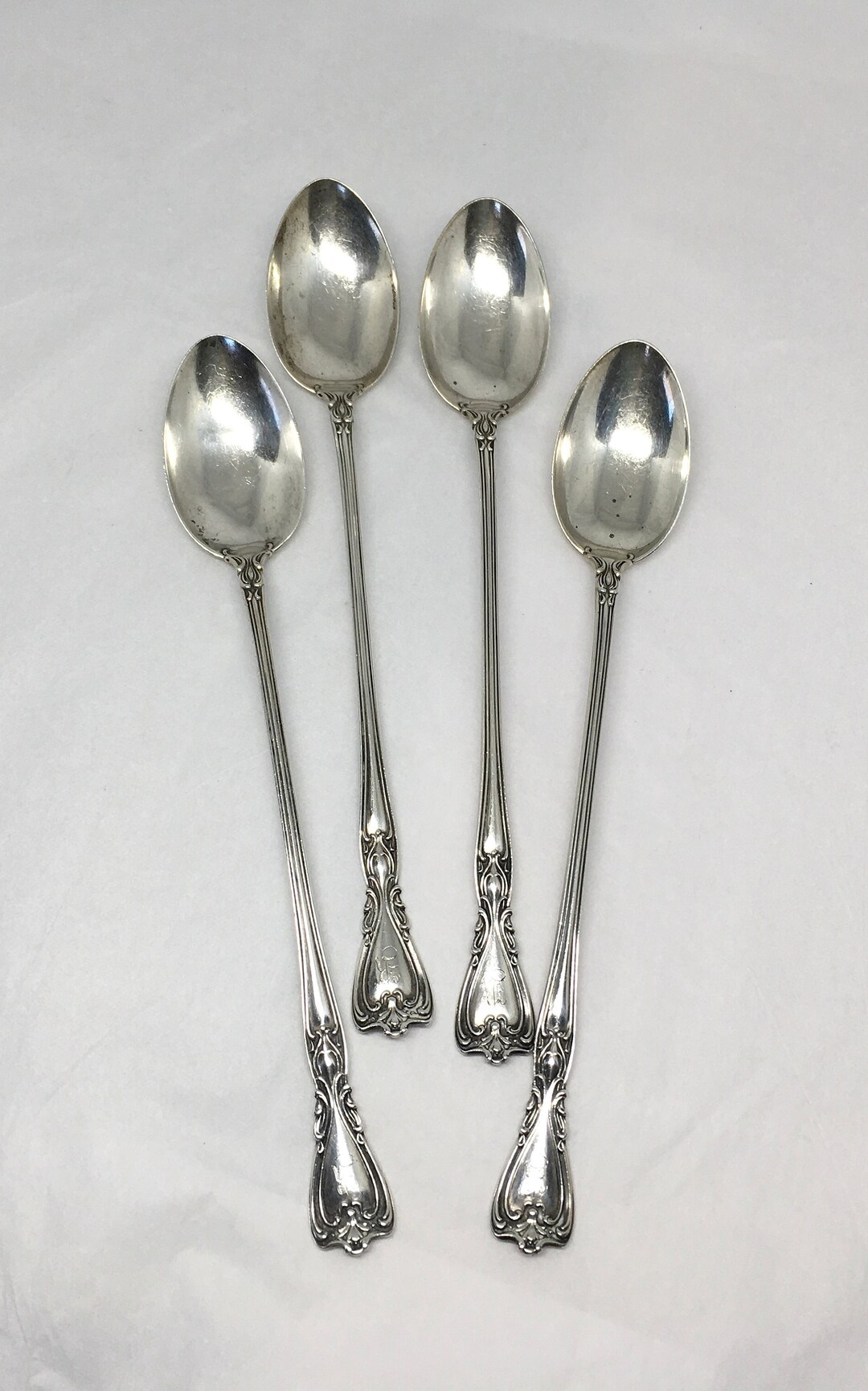 4 Watson & Newell 7” Iced Tea Spoons, New Victoria Pattern, 1911-1915 ...