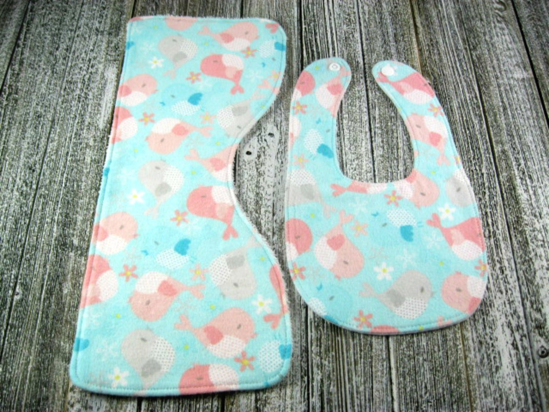 Baby Girl Bird Burp Cloth Baby Girl Bird Bib Burp Cloth and Bib Set for ...