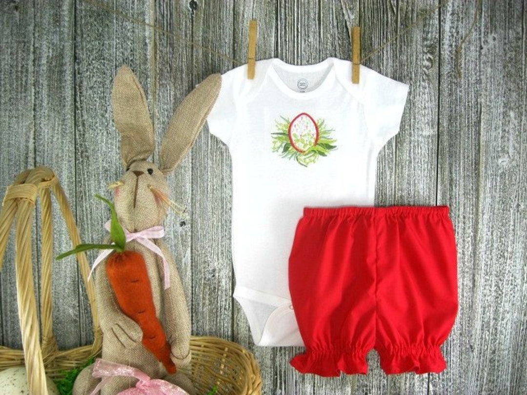 Baby Girl Easter Outfit Ruffled Bloomers Easter Egg Embroidered Baby ...