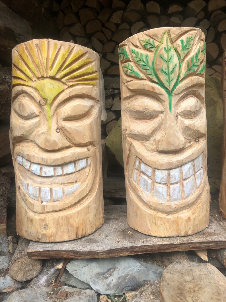 Tiki Gods LONO: chainsaw carved & hand painted sculptures in | Etsy