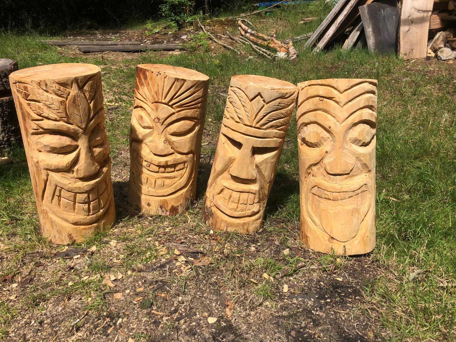 Tiki Gods LONO: chainsaw carved & hand painted sculptures in | Etsy
