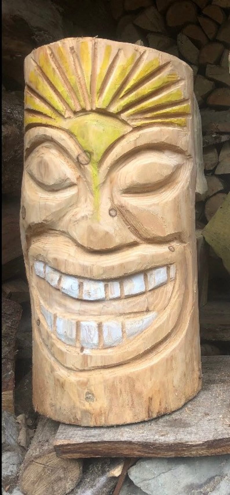 Tiki God, KANE: Chainsaw Carved & Hand Painted Sculptures in Wood - Etsy UK