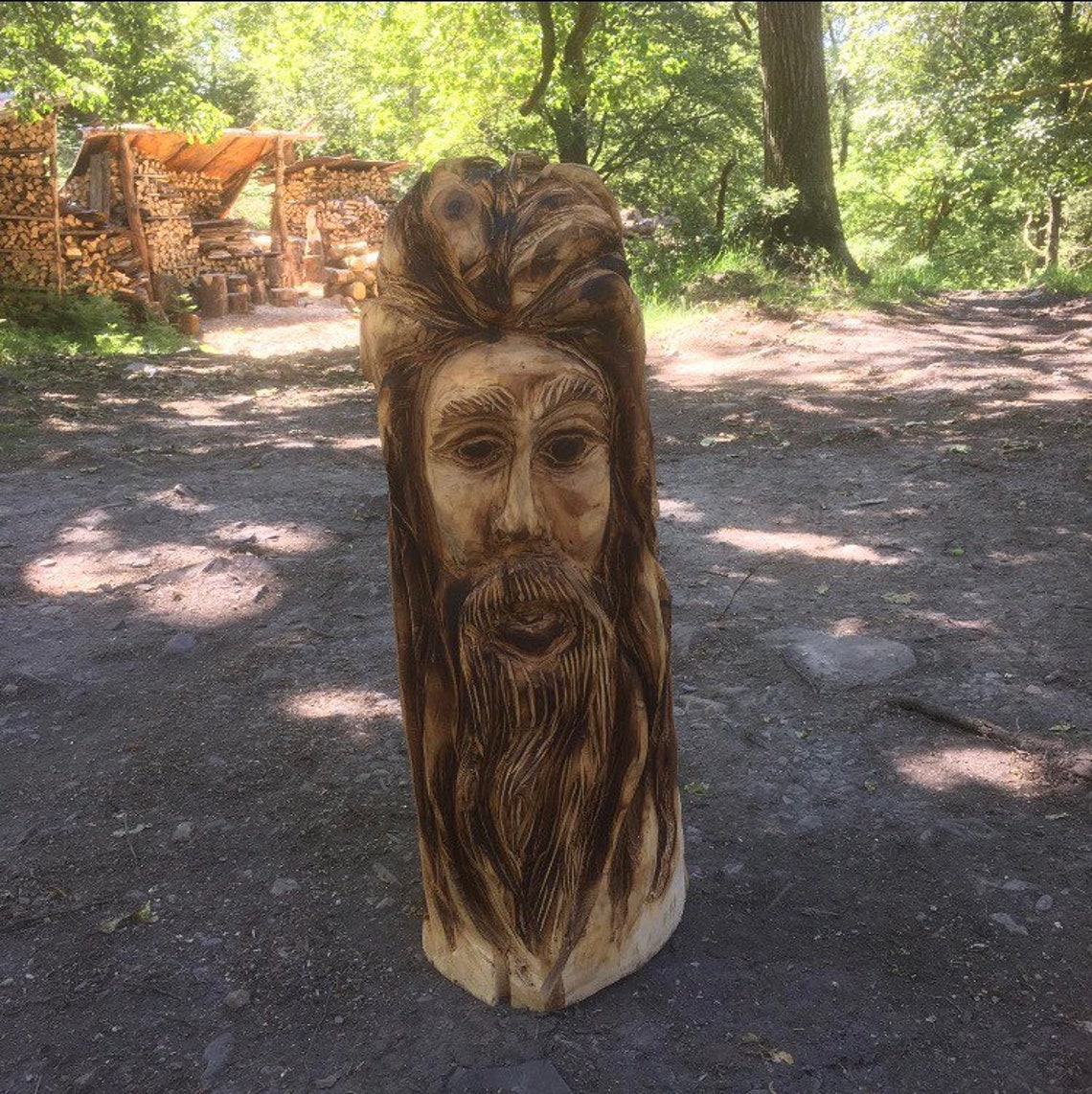 Chain Saw Carved Greenman, Tree Spirit, Wizard Face - Etsy UK