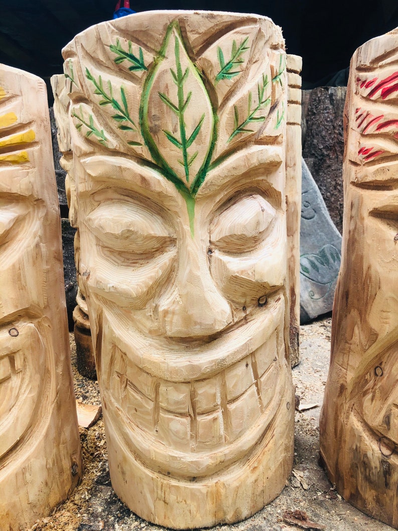 Tiki Gods LONO: chainsaw carved & hand painted sculptures in | Etsy