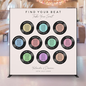 Find Your Beat Take Your Seat, Record Seating Chart, Retro Table Plan ...