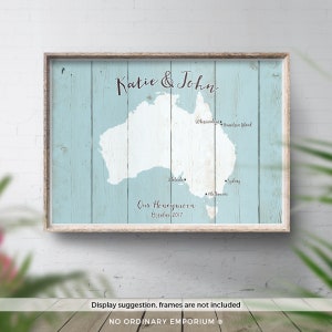 Australia Map Poster, Rustic Map, Personalised Travel Map, Honeymoon ...