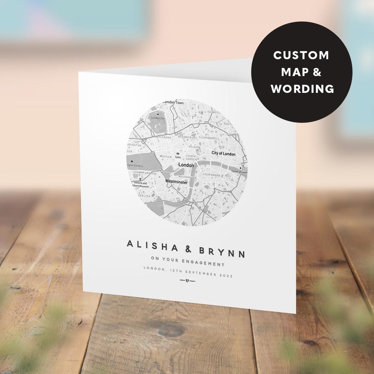 Map Engagement Card, Location Wedding Card, World Map Card ...
