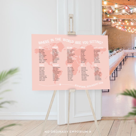 World Map Seating Chart Travel Theme Wedding Table Plan | Etsy UK