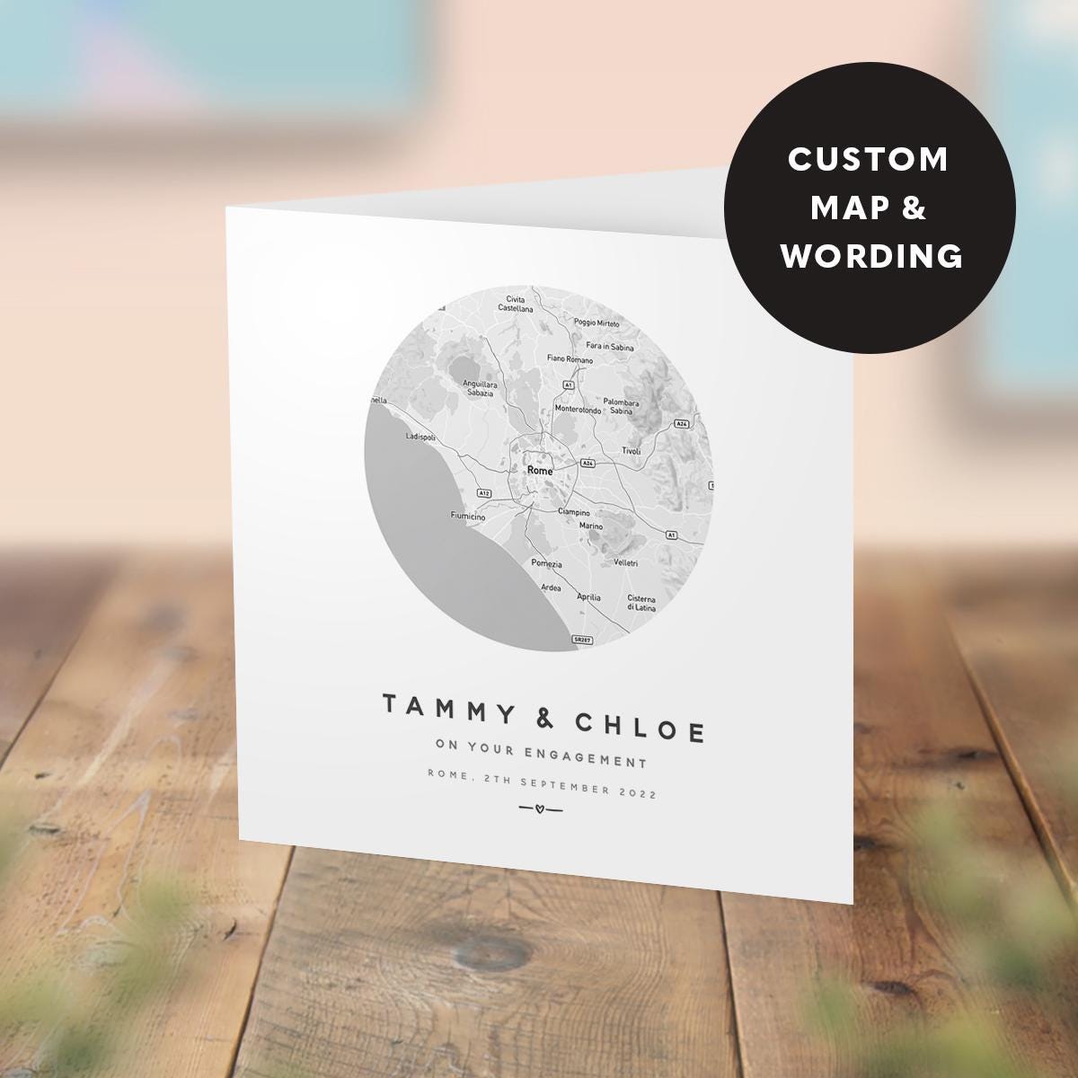 Map Engagement Card, Location Wedding Card, World Map Card ...