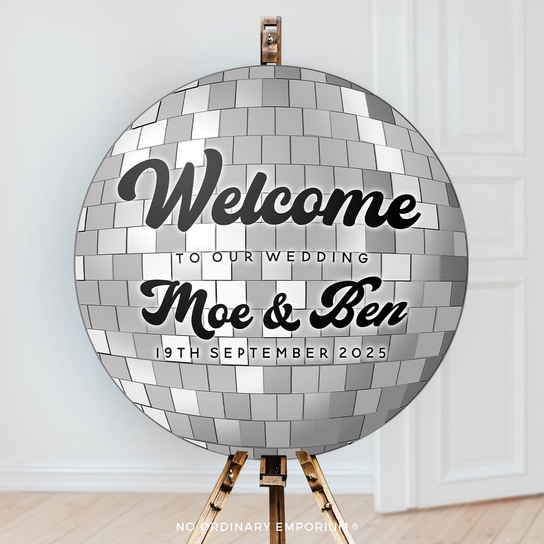 Disco Ball-style Welcome Sign, Birthday Party Sign, Let's Dance Roller ...