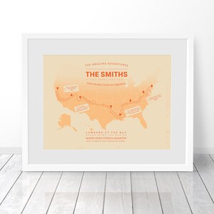 Personalised America Map, Custom USA Travel Map Print, USA Map Print ...