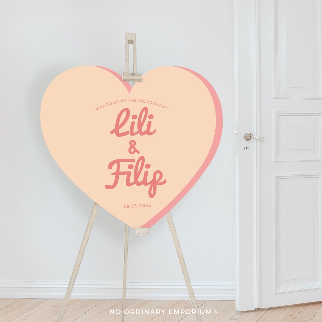 Heart Shaped Welcome Sign Unique Wedding Sign Engagement - Etsy