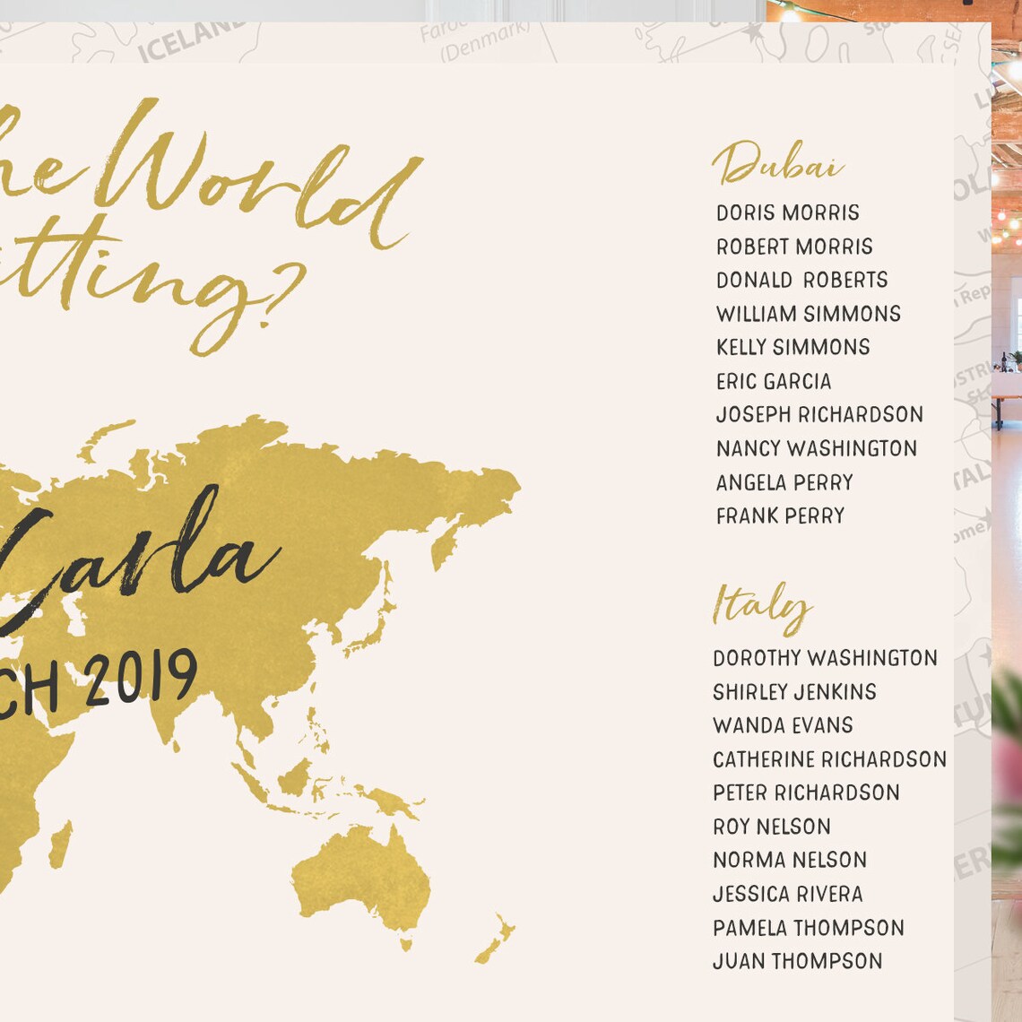 World Map Seating Chart Where in the World Are You Sitting | Etsy