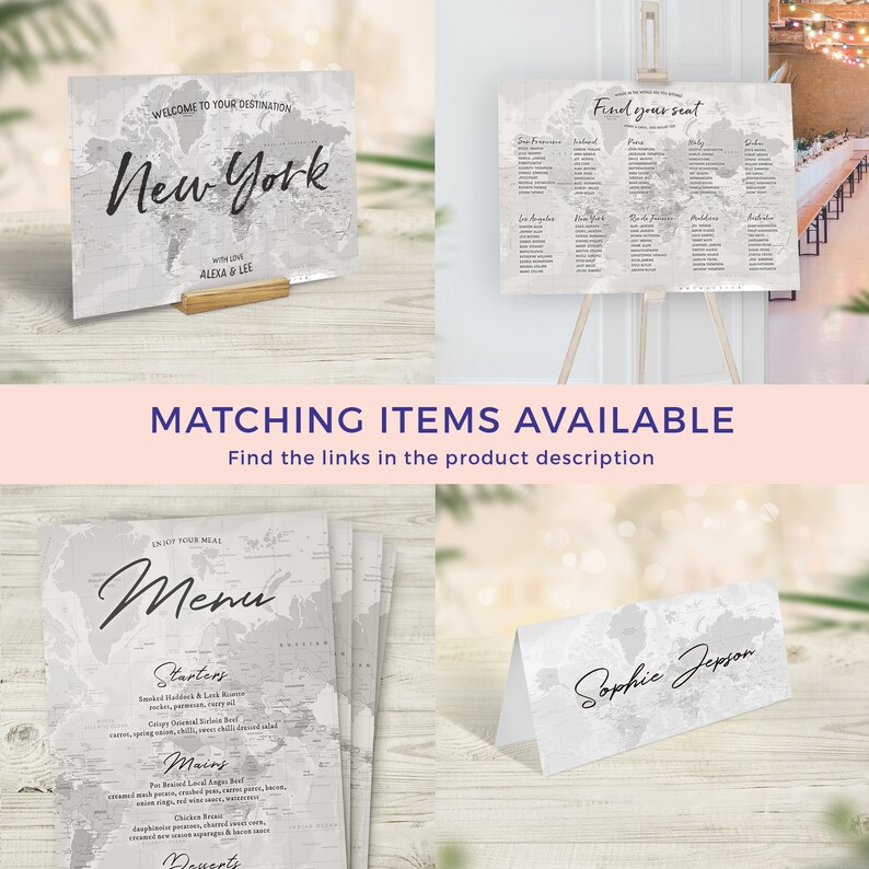 Map Table Names Vintage Look Wedding Table Names Grey - Etsy