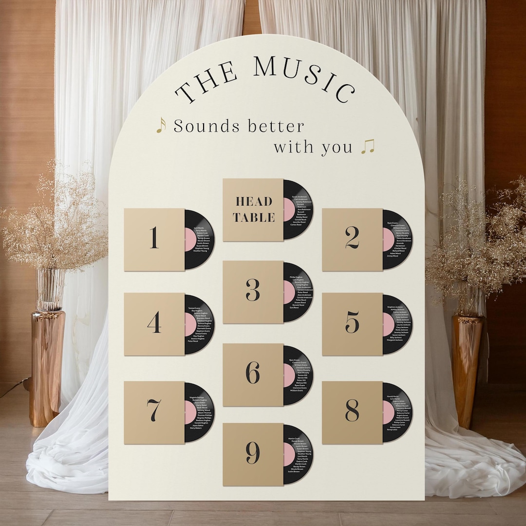 Record Table Plan, Record Seating Chart, Music Theme Wedding, Vinyl ...