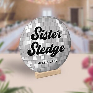 Disco Table Cards, Retro Wedding Table Names, Groovy Table Signs, Round ...