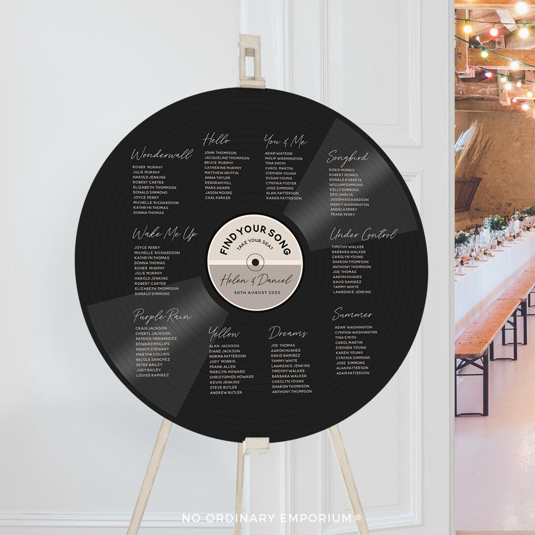 Record Table Plan, Record Seating Chart, Music Theme Wedding, Disco ...