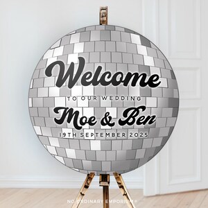 Disco Ball-style Welcome Sign, Glitterball Sign, Wedding Disco Party ...