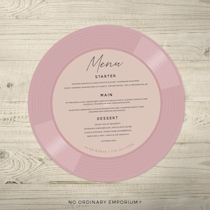 Vinyl Record Style Wedding Menus, Round Record Food Menu Cards, Rock ...