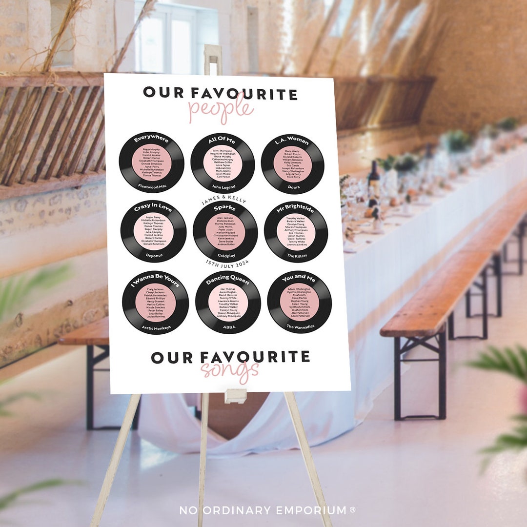 Record Table Plan, Record Seating Chart, Music Theme Wedding, Vinyl ...