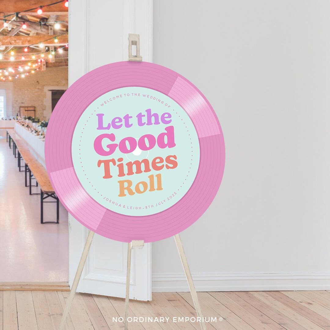 Vinyl Record Birthday Welcome Sign, Music Theme Party, Retro Vintage ...