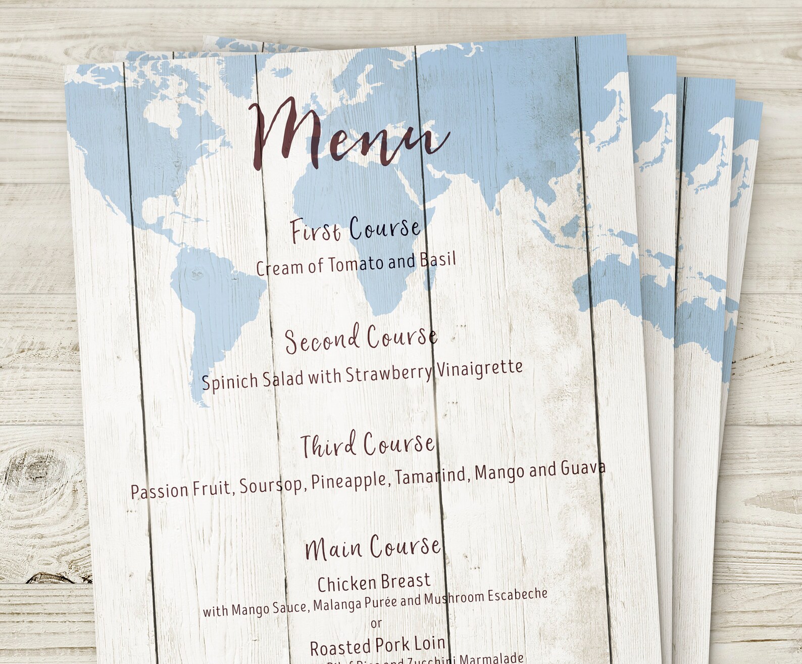 Travel Theme Wedding Menus Travel Themed Menu World Map - Etsy UK