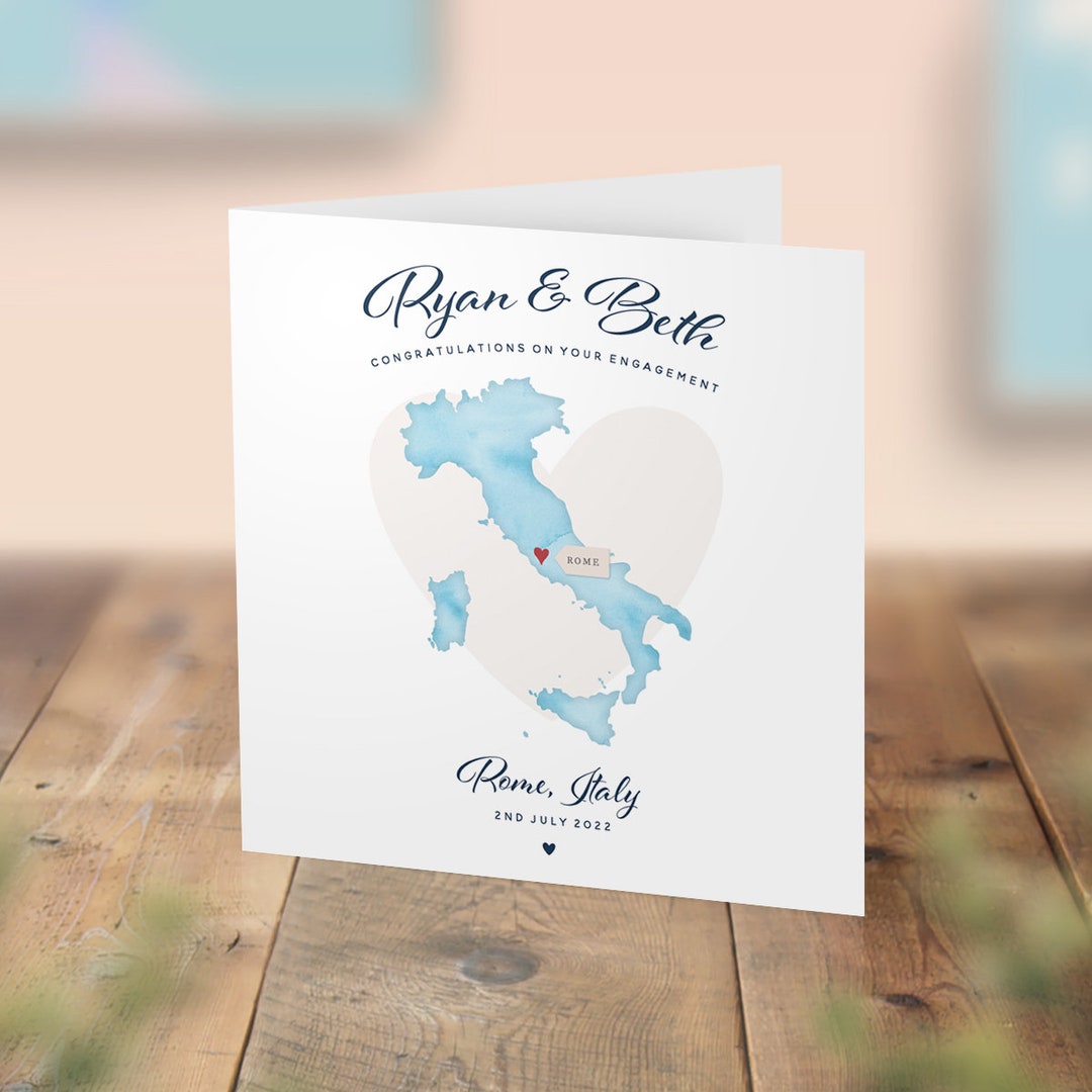 Map Engagement Card, Location Wedding Card, World Map Card ...