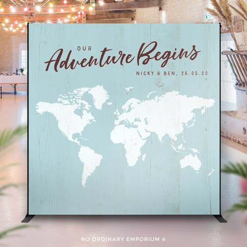 Map Theme Backdrop Travel Theme Wedding Engagement Banner - Etsy