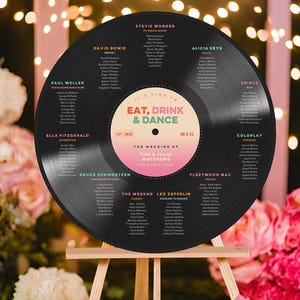 Retro Record Shape Table Plan, Music Theme Wedding Seating Chart, Large ...