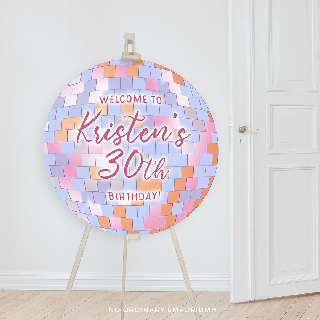 Disco Ball-style Welcome Sign, Glitterball Sign, Birthday Disco Party ...