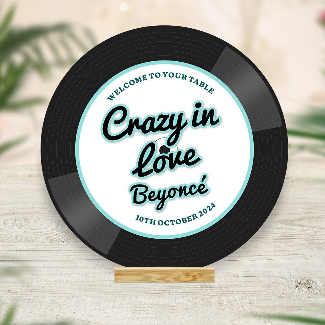 Round Vinyl Style Record Table Cards Music Theme Wedding - Etsy