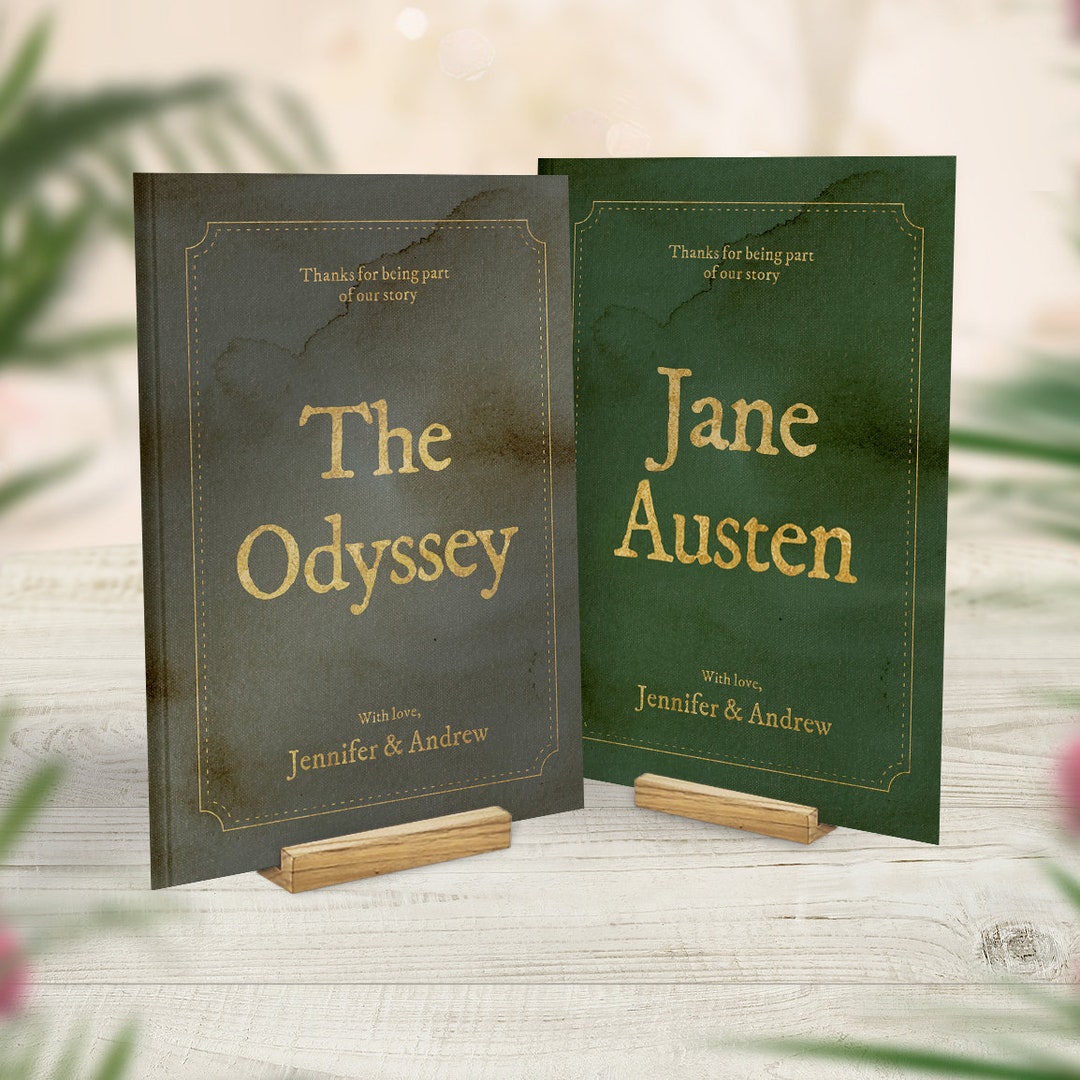Book Themed Wedding, Table Name Cards, Bookish Wedding, Favourite Novel ...