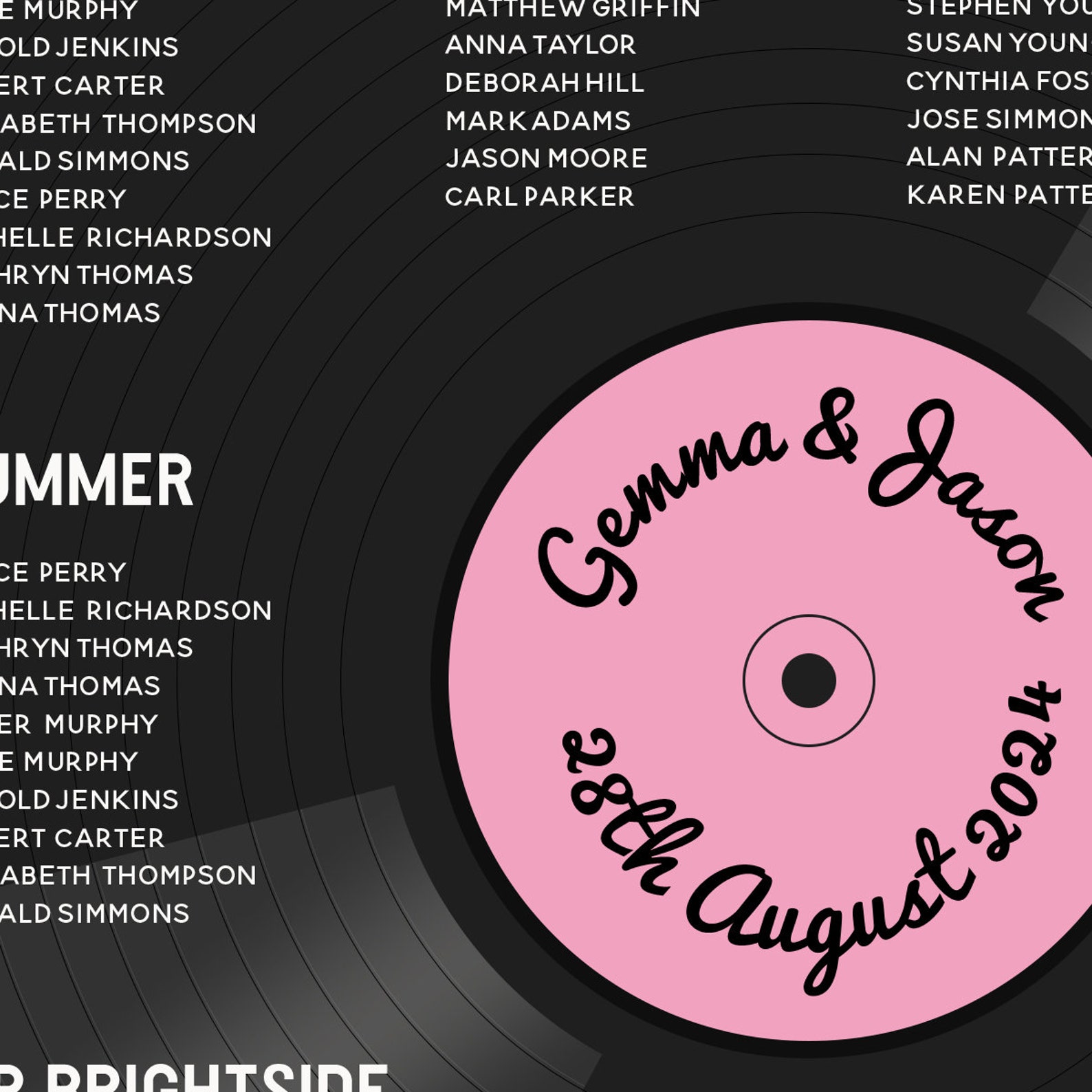 Record Seating Chart Record Table Plan Music Theme Wedding - Etsy Record Seating Chart Record Table Plan Music Theme Wedding - Etsy