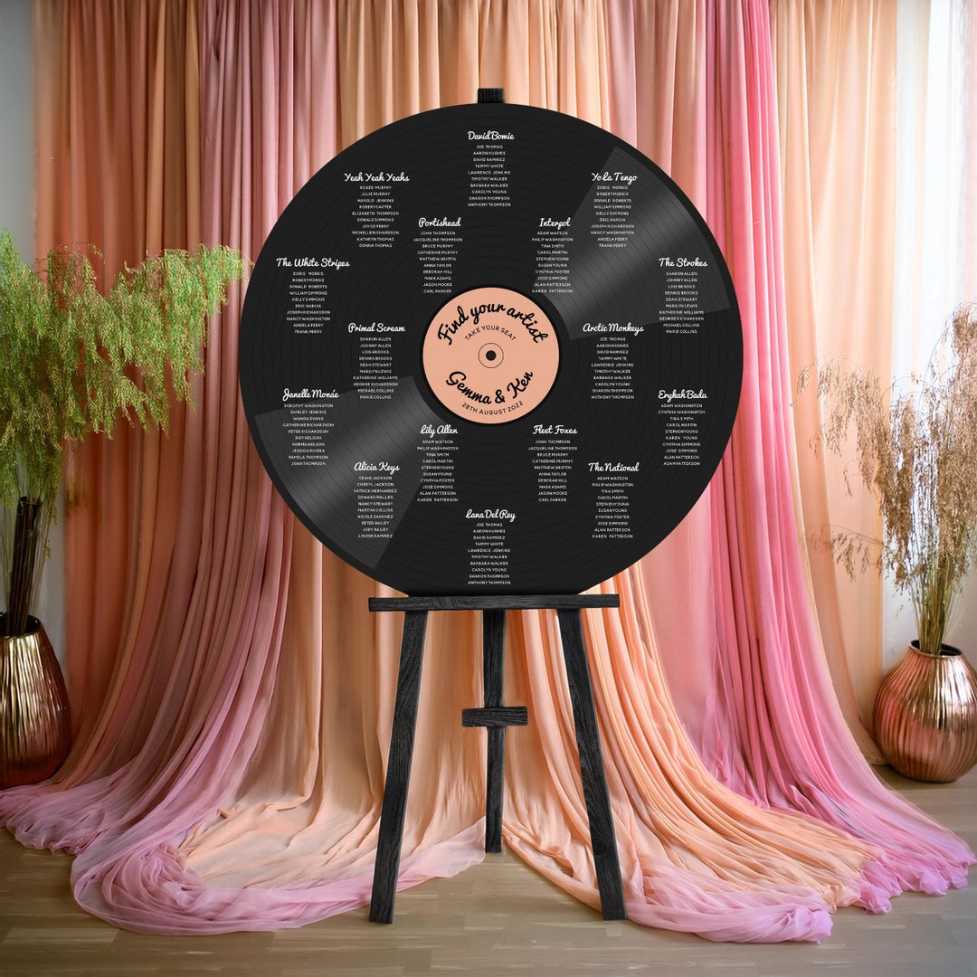 Record Table Plan, Record Seating Chart, Music Theme Wedding, Disco ...