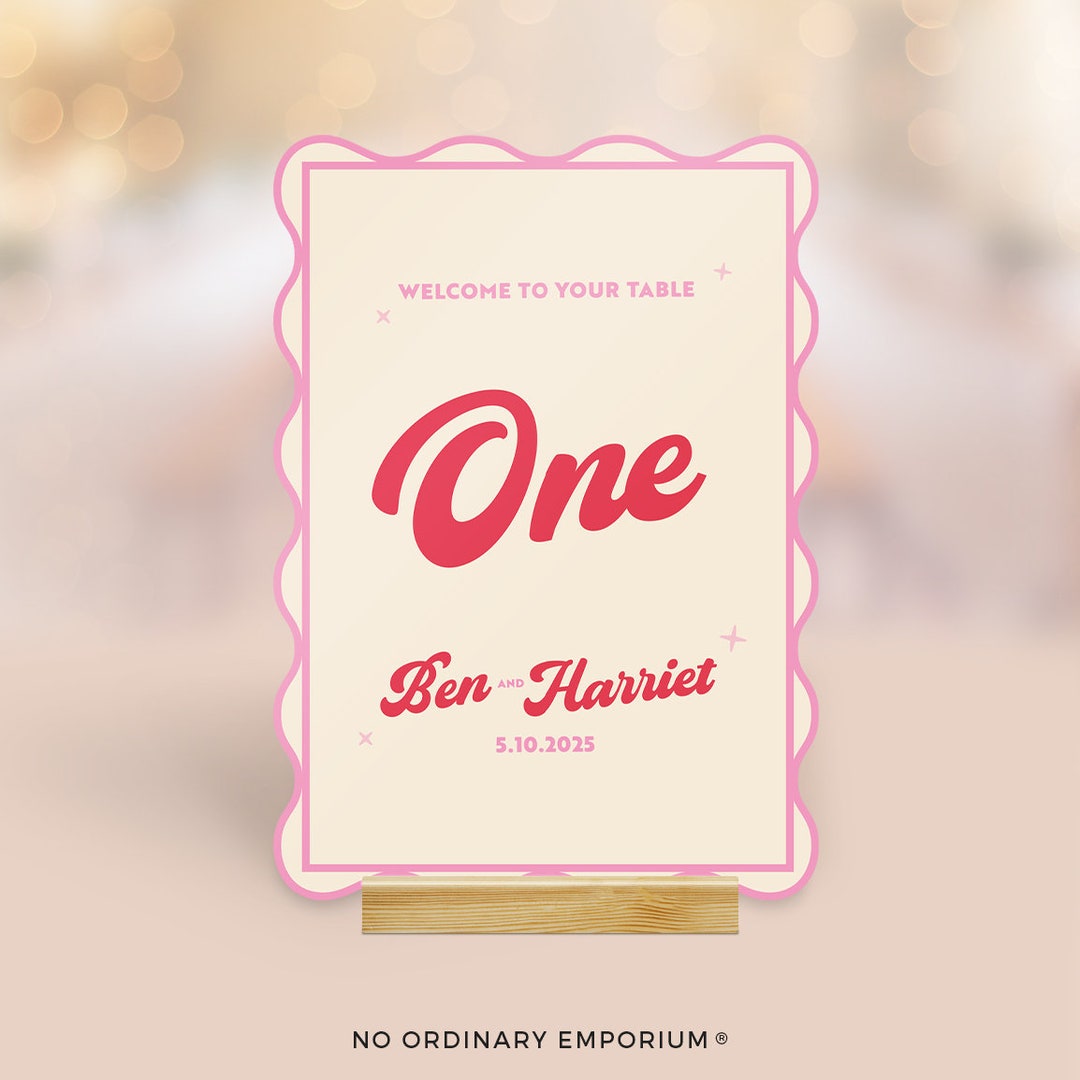 Retro Table Names, Wavy Table Numbers, 60s 70s Wedding, Quirky Wedding ...