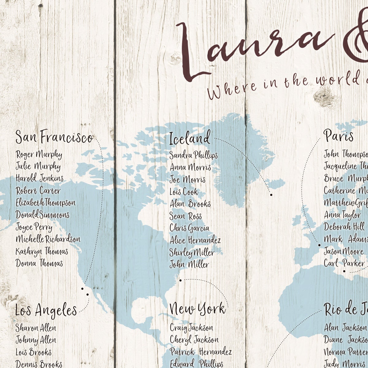 World Map Seating Chart Board Travel Theme Table Plan Where | Etsy