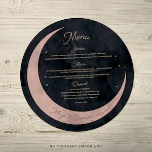 Moon and Stars Wedding Menus, Celestial Theme Food Menu Cards, Starry ...